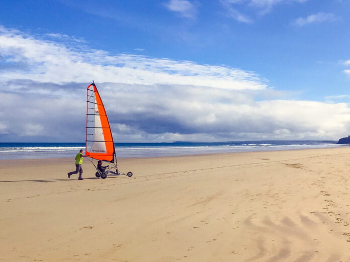 Blokarting On The Sandy Beaches Of Ireland's Benome Strand